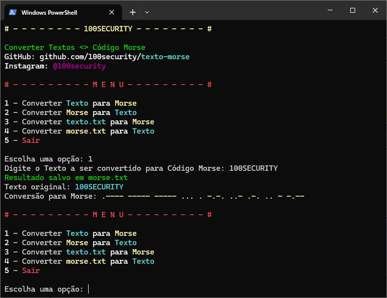 GitHub - 100security/texto-morse: Converter Textos Morse